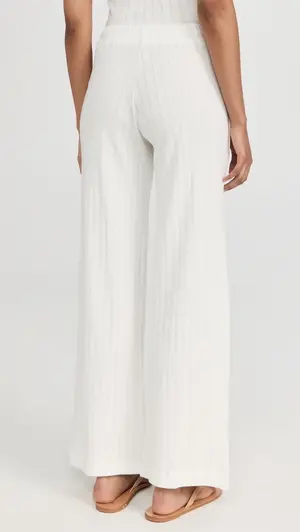LESET Pointelle Knit Pants - White
