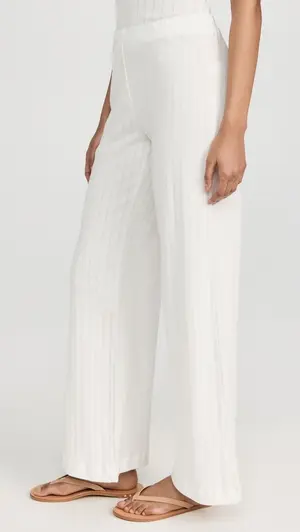 LESET Pointelle Knit Pants - White
