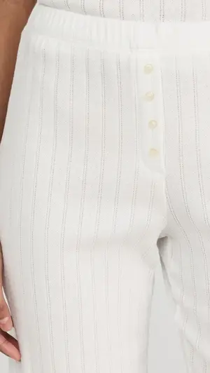 LESET Pointelle Knit Pants - White