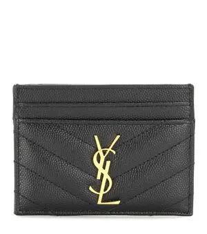 Saint Laurent Monogram Quilted Leather Card Holder - Black