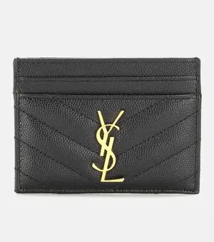 Saint Laurent Monogram Quilted Leather Card Holder - Black