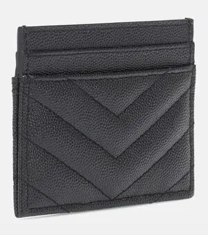 Saint Laurent Monogram Quilted Leather Card Holder - Black