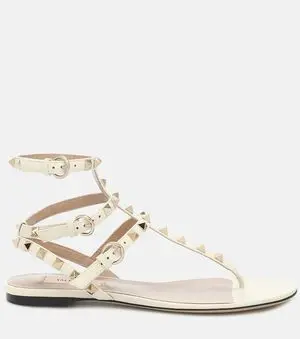 Valentino Garavani Rockstud Leather Sandals - White