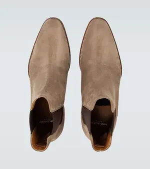 Saint Laurent Wyatt Suede Chelsea Boots - Beige