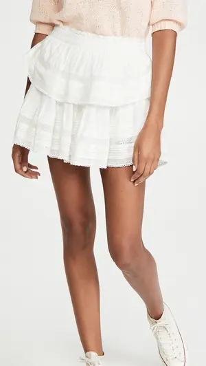 LoveShackFancy Ruffle Mini Skirt - Antique White