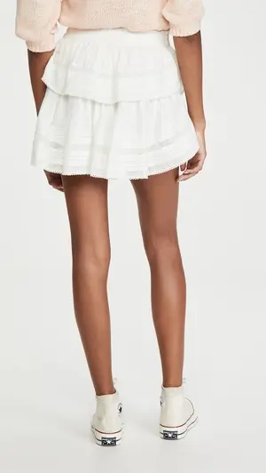 LoveShackFancy Ruffle Mini Skirt - Antique White