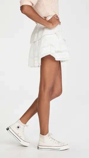 LoveShackFancy Ruffle Mini Skirt - Antique White