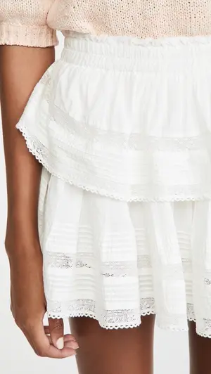 LoveShackFancy Ruffle Mini Skirt - Antique White