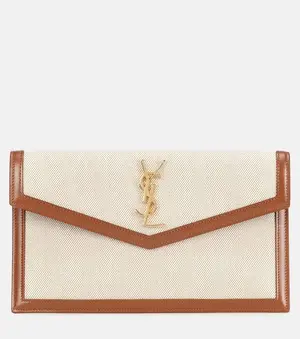 Saint Laurent Uptown Canvas Clutch - Beige