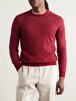 Loro Piana Mélange Linen, Cashmere, And Silk-blend Sweater - Red