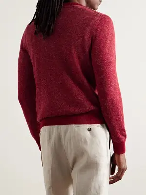 Loro Piana Mélange Linen, Cashmere, And Silk-blend Sweater - Red