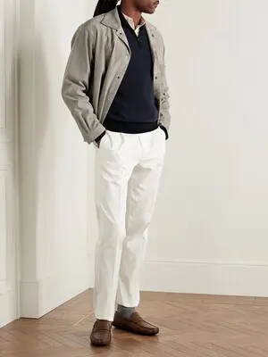 Loro Piana Roadster Striped Cashmere Half-zip Sweater