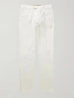 Loro Piana Slim-fit Cotton-blend Trousers - Neutrals