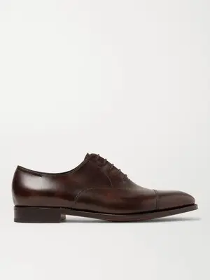 John Lobb City Ii Burnished-leather Oxford Shoes - Brown
