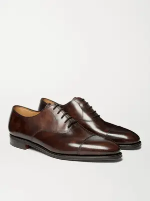 John Lobb City Ii Burnished-leather Oxford Shoes - Brown
