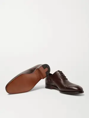 John Lobb City Ii Burnished-leather Oxford Shoes - Brown