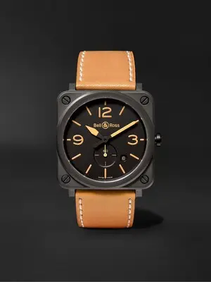 BELL & ROSS Br S Heritage 39mm Ceramic And Leather Watch