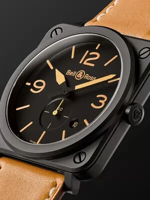 BELL & ROSS Br S Heritage 39mm Ceramic And Leather Watch
