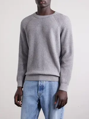 Brunello Cucinelli Striped Ribbed Cashmere Sweater