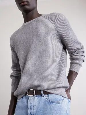 Brunello Cucinelli Striped Ribbed Cashmere Sweater