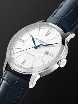Baume & Mercier Classima Automatic 42mm Stainless Steel And Alligator Strap Watch - White
