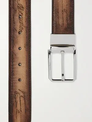 Berluti 3.5cm Scritto Reversible Leather Belt