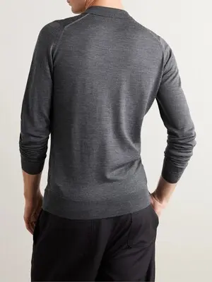 John Smedley Belper Merino Wool Polo Shirt - Gray