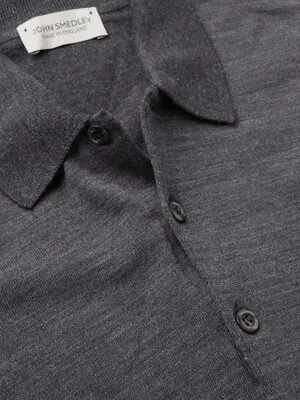 John Smedley Belper Merino Wool Polo Shirt - Gray