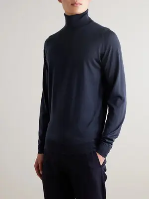 John Smedley Cherwell Merino Wool Rollneck Sweater - Blue
