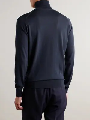 John Smedley Cherwell Merino Wool Rollneck Sweater - Blue