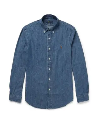 Ralph Lauren Slim-fit Button-down Collar Washed-denim Shirt