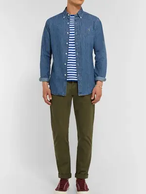 Ralph Lauren Slim-fit Button-down Collar Washed-denim Shirt