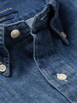 Ralph Lauren Slim-fit Button-down Collar Washed-denim Shirt