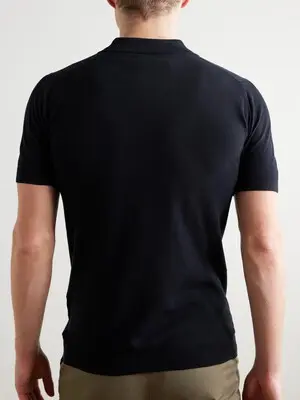 John Smedley Roth Sea Island Cotton Polo Shirt - Black