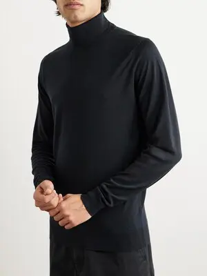 John Smedley Cherwell Merino Wool Rollneck Sweater - Black