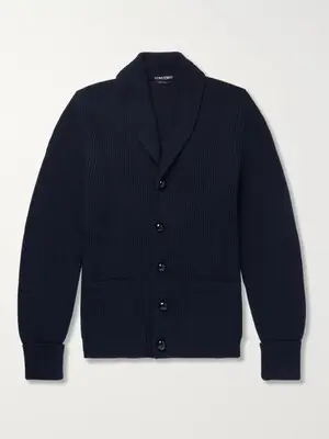 TOM FORD Shawl-collar Ribbed Wool Cardigan
