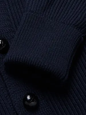 TOM FORD Shawl-collar Ribbed Wool Cardigan - Blue