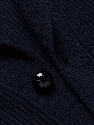 TOM FORD Shawl-collar Ribbed Wool Cardigan - Blue