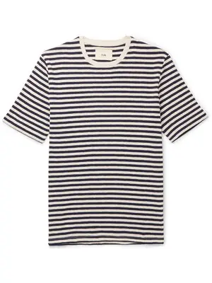 Folk Striped Slub Cotton-jersey T-shirt