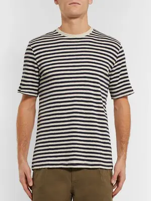 Folk Striped Slub Cotton-jersey T-shirt