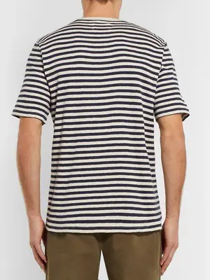 Folk Striped Slub Cotton-jersey T-shirt