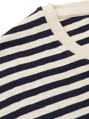 Folk Striped Slub Cotton-jersey T-shirt