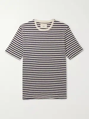Folk Striped Slub Cotton-jersey T-shirt - Neutrals