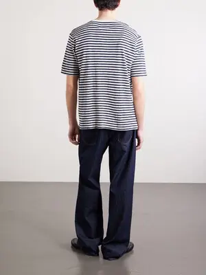 Folk Striped Slub Cotton-jersey T-shirt