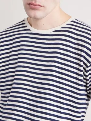 Folk Striped Slub Cotton-jersey T-shirt