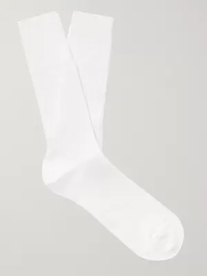 Mr P. Ribbed Cotton-blend Socks - White