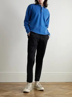 Folk Tapered Cotton-twill Drawstring Trousers - Black