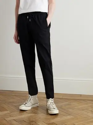 Folk Tapered Cotton-twill Drawstring Trousers - Black