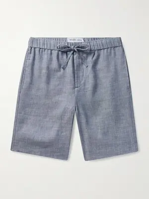 Frescobol Carioca Felipe Slim-fit Linen And Cotton-blend Short - Blue