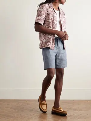 Frescobol Carioca Felipe Slim-fit Linen And Cotton-blend Short - Blue